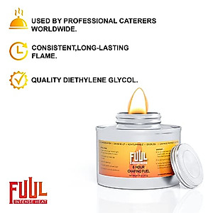 FUUL – Chafing Fuel Dish Burner Cans - 12 Pack - Chafing Dish Fuel Cans Burners To Keep Food Warm with 6-Hours Burning Capacity - Cooking Fuel For Chafing Dishes - 1 Opener Included for Opening Seal