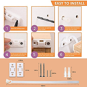 KareKlub Furniture Anchors and Straps (Pack of 6) for Dresser, Bookcase, Shelves and Earthquake Resistant Anti Tip Safety for Child, Pet and Baby Proofing