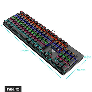 HAVIT LED Backlit Wired Mechanical Gaming Keyboard with Blue Switches,Black
