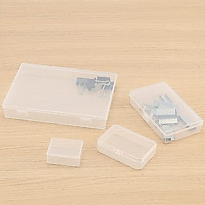 LEXININ 17 Pack 4 Sizes Rectangular Empty Mini Plastic Storage Box Containers, Plastic Organizer Storage Boxes with Hinged Lids, Small Plastic Box Craft Storage Containers for Organizing