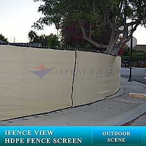 Ifenceview 6'x3' to 6'x50' Beige Shade Cloth/Fence Privacy Screen Fabric Mesh Net for Construction Site, Yard, Driveway, Garden, Railing, Canopy, Awning 160 GSM UV Protection (6' x 10')