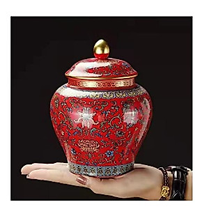Ginger Jar Decorative Jar Ancient Chinese Imperial Enamel Porcelain (Small, Red)