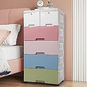 XianNv Plastic Dresser, Storage Cabinet with 6 Drawers for bedroom, Plastic Drawers for Clothes, Closet Storage & Organizer for Playroom, Bedroom Furniture (Multicolor)50x35x102cm/19.7x13.8x40.16inch