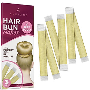 Women's Hair Bun Maker Tool - French Twist Fold Wrap Snap Hair Accessories by Andlane (3 Blonde)