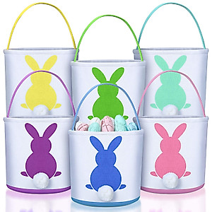 Weewooday 6 Pieces Bunny Easter Basket Bags for Kids Reusable Shopping Bags Bunny Totes Eggs Hunt Bags for Egg Toys Hunts Party Favor, Fresh Style(Fresh Style)