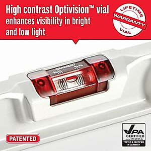 Kapro - 935 Magnetic Cast Red Torpedo Level - Features Optivision, Angle Finder, and V-Groove - For Tilling, Masonry, and Construction - 10 in