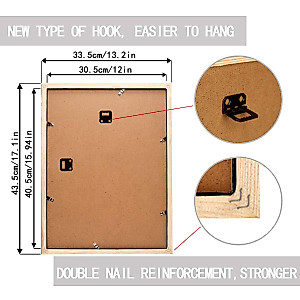 IOOSTAR 12x16 Diamond Painting Picture Frame Display Pictures 10 x 14 inch/25x35 cm with Mat or 12 x 16 inch/30x40 cm Without Mat Photo Frames Diamond Art Frame Natural Solid Wood Black (YNCK002)