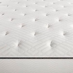 Simmons Dreamwell Collection, 13.5 Inch Americus Queen Size Traditional Mattress, Firm Feel, White, Gel Foam, Innerspring, Supportive, Cooling, CertiPUR-US Certified