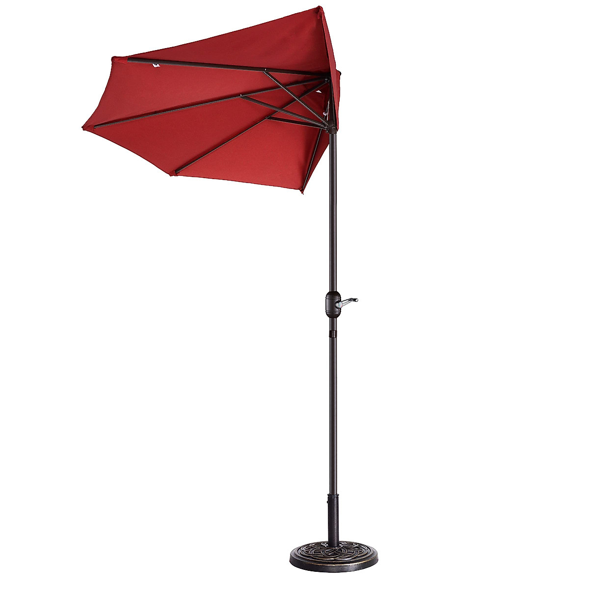 villacera 9' Outdoor Patio Half Umbrella with 5 Ribs, Fade Resistant Condo or Townhouse Umbrella in Red