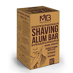 MB Herbals Shaving Alum Block 3.5 oz x 2 Pcs | Pack of 2 Alum Blocks 100G Each | Potassium Shaving Alum Block Bar 3.5 oz x 2 | No Fragrance | Stops Bleeding Minor Nicks Cuts After Shave
