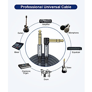 AkoaDa 1/4 inch TRS Audio Cable (2Pack 15FT), 6.35mm Male Jack Balanced Stereo Cord,6.35 Instrument Interconnect Wire for Electric Bass,Keyboard,Mixer,Amplifier/Amp,Speaker,etc