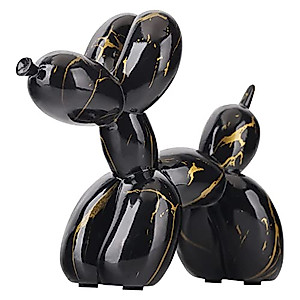 QIANLING Black Balloon Dog Statue, Black Decor Resin Balloon Dog Sculpture, Black Balloon Dog Statues for Home Decor, Modern Living Room, Room, Bookshelf, Mantel, Centerpieces