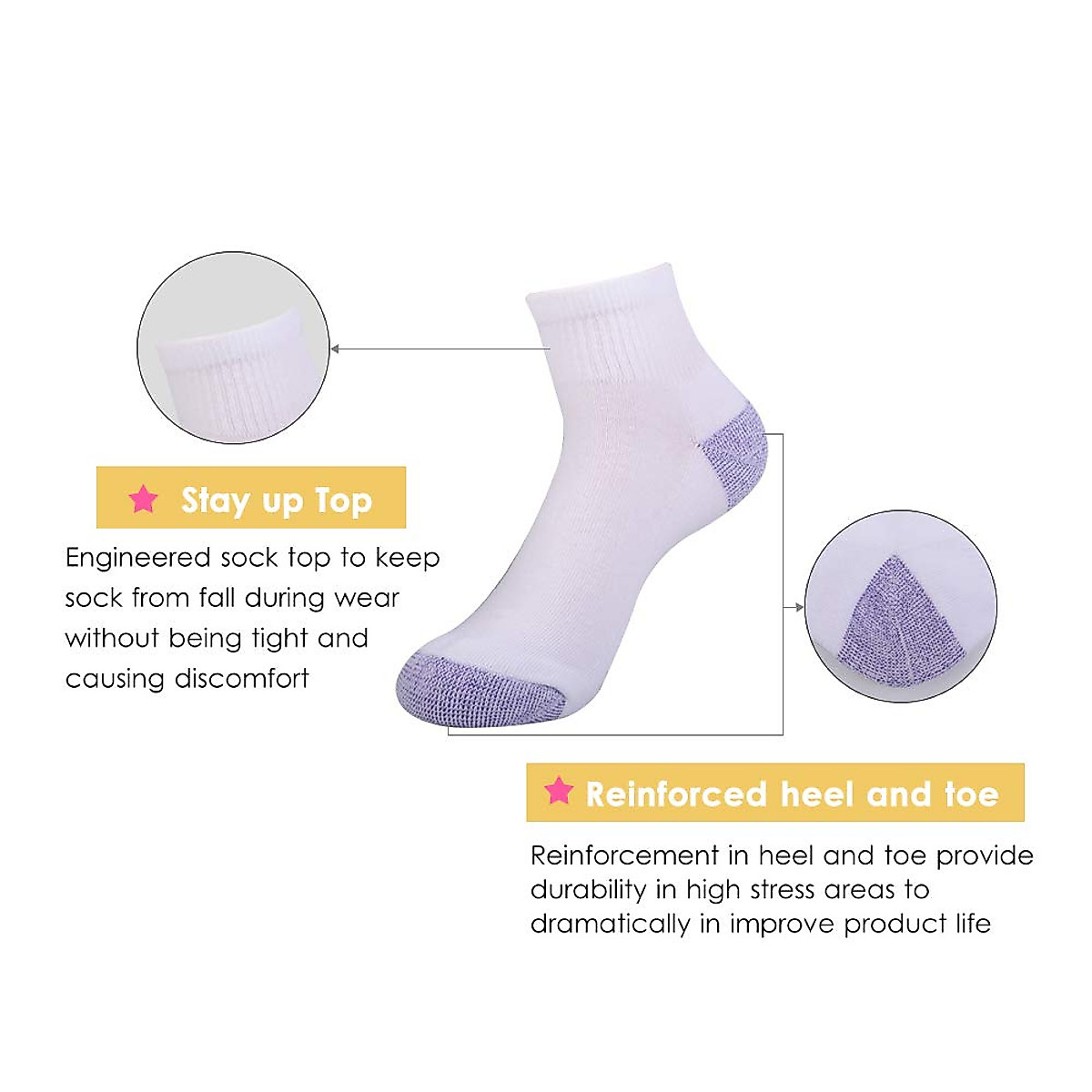 JOYNÉE Ankle Socks Women Low Cut Athletic Running with Cushion for Sports and Casual Use 6-Pairs Pack