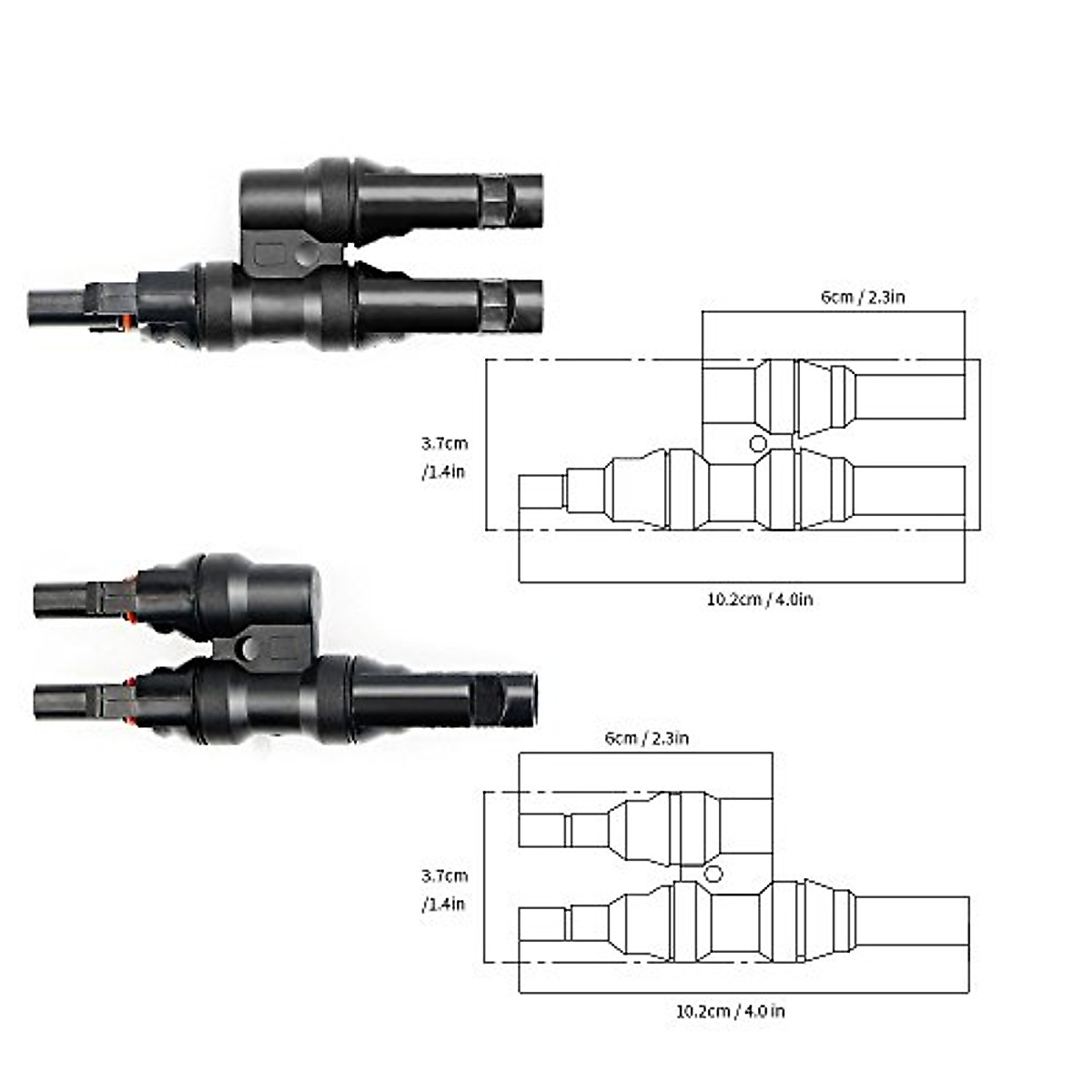 ALLPOWERS MC-4 Branch Connectors Solar Panels Connectors Y Connector in Pair MMF+FFM for Parallel Connection Between Solar Panels