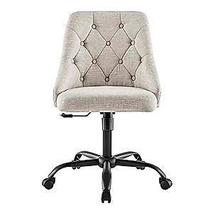 Modway Distinct Tufted Swivel Upholstered Office Chair, Black Beige 23 x 20.5 x 32