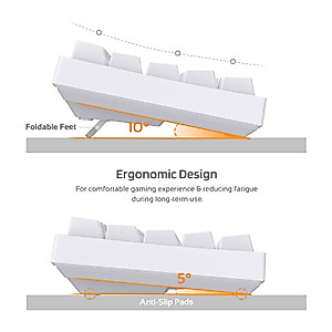 LTC NB681 Nimbleback Wired 65% Mechanical Keyboard, RGB Backlit Ultra-Compact 68 Keys Gaming Keyboard with Hot-Swappable Switch and Stand-Alone Arrow/Control Keys (Hot Swappable Red Switch, White)