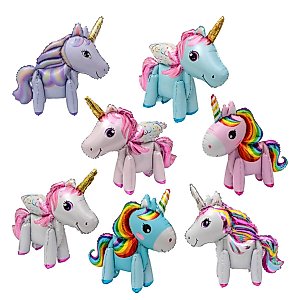 6 Pack 3D Unicorn Balloons Walking Animal Balloons Aluminum Foil Balloons for Birthday Party Decorations Supplies Wedding Baby Shower Decoration, 6 Style