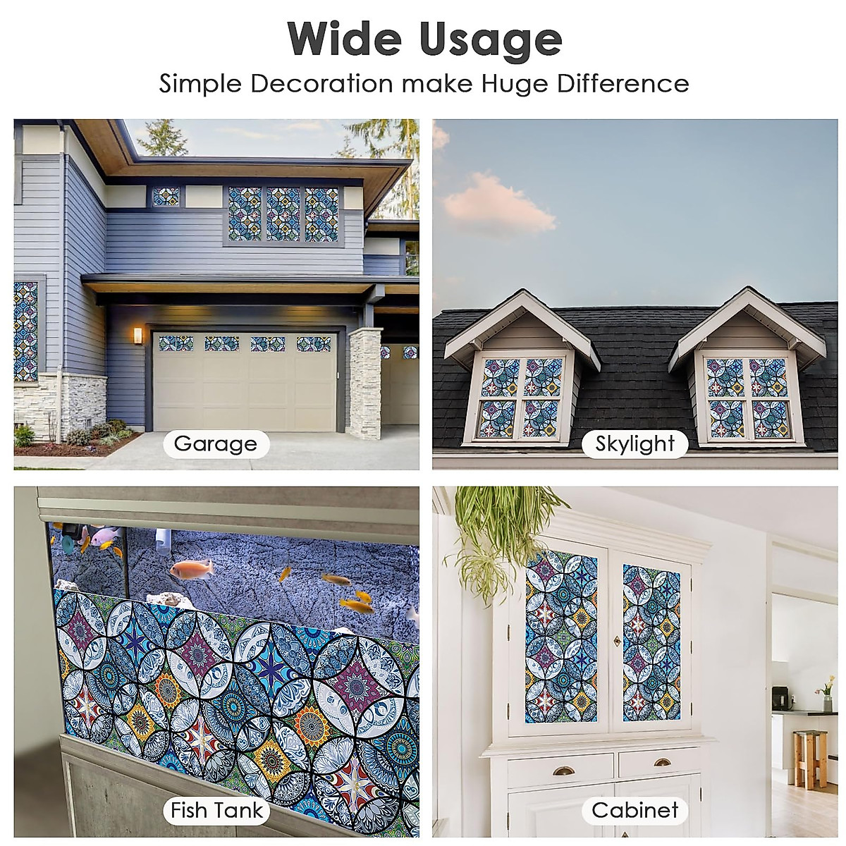 DKTIE Static Cling Decorative Window Film with Installation Tools Non Adhesive Privacy Film Stained Glass Window Film for Bathroom Shower Door Heat Cotrol Anti UV 17.7 x 78.7 Inch