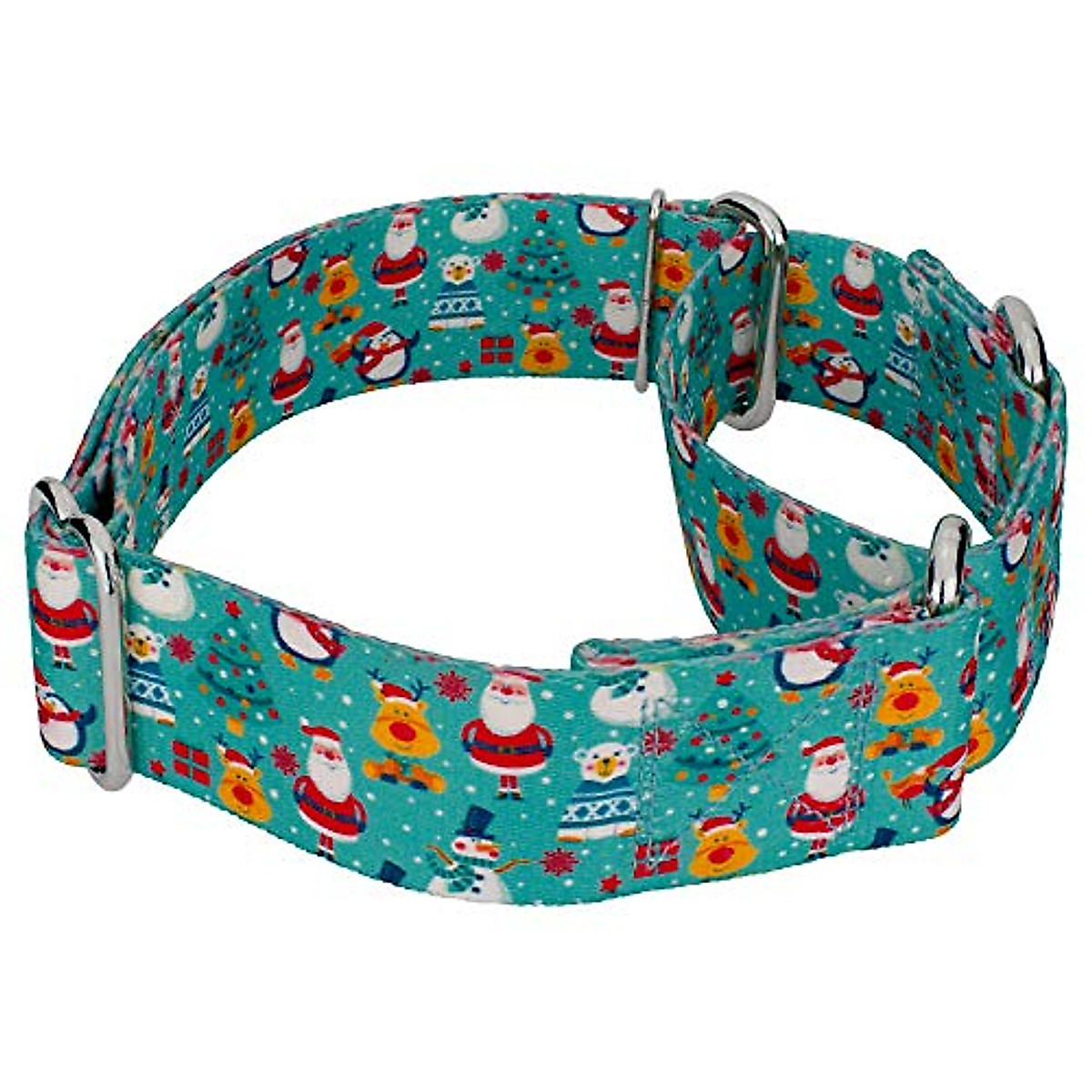 Country Brook Design - Santa and Friends Christmas Dog Collar with 11 Festive Patterns - 1 1/2 Inch Martingale Collection (1 1/2 Inch, Large)