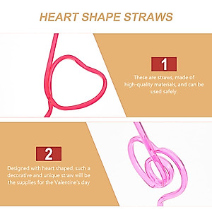 DOITOOL 40pcs Valentines Drink Straws Heart Shape Juice Coffee Straws Decorative Tea Water Straws Bendy Beverage Drinking Straws for Anniversary