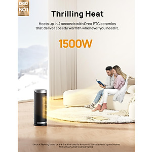 Dreo Space Heaters for Indoor Use, Portable Electric Heater for Bedroom Large Room Office Garage, 1500W Fast PTC Ceramic Heating with Remote, Thermostat, Oscillating, Timer, Multiple Safety Protection