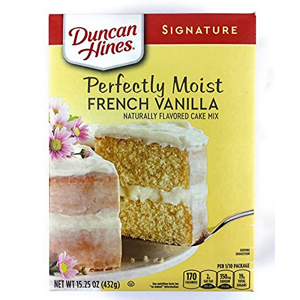 Duncan Hines French Vanilla Cake Mix - 2 Pack (15.25oz.each Box) With Miss J’s Handy Kitchen Measurements Conversion Chart for Refrigerator! Bundle of 3!