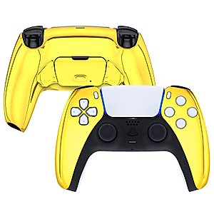 eXtremeRate Chrome Gold Faceplate & Programable Rise Remap Kit Compatible with ps5 Controller BDM-010 & BDM-020 - Controller NOT Included