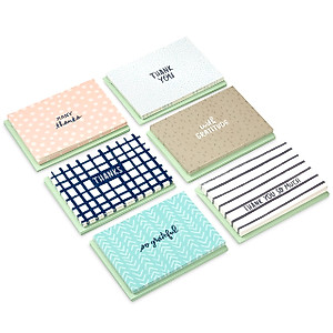 Hallmark Minimalist Thank You Note Card Assortment (48 Blank Cards with Envelopes) Mint Chevron, Blush Polka Dot, Stripes