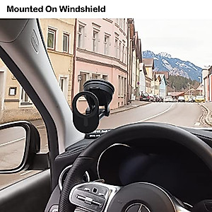 metisinno Fits MagSafe Car Mount Magnetic Phone Holder for Car iPhone 14 13 12 MagSafe Car Phone Holder, Compatible with PopSocket for MagSafe, Dashboard & Windshield, Suction Cup Mount Strong Magnets