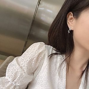 Reffeer 925 Sterling Silver Crescent Moon Star Earrings Studs for Women Teens Girls CZ Moon Studs Earrings Star Tassel Earrings (A-Silver)