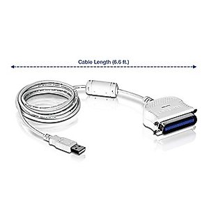 TRENDnet USB to Parallel 1284 Converter Cable, TU-P1284, USB 1.1/2.0/3.0, Windows 10/8.1/8/7, Mac OS X 10.6-10.9, 2 m (6.6 ft) Length, Connect Parallel Port Printers to a USB Port, Plug & Play