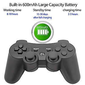 Eagolloar Wireless Controller for PS3, Dual Analog Bluetooth Rechargeable Game Controller for PS3 with Charging Cable,Dual Vibration