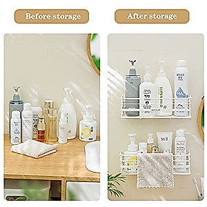 MINILIF Shower Caddy Basket Shelf,Caddy Organizer,Wall Mounted Bathroom Organizer,Antirust baking paint, No Drilling,Storage Rack for Bathroom Shower Kitchen (White)