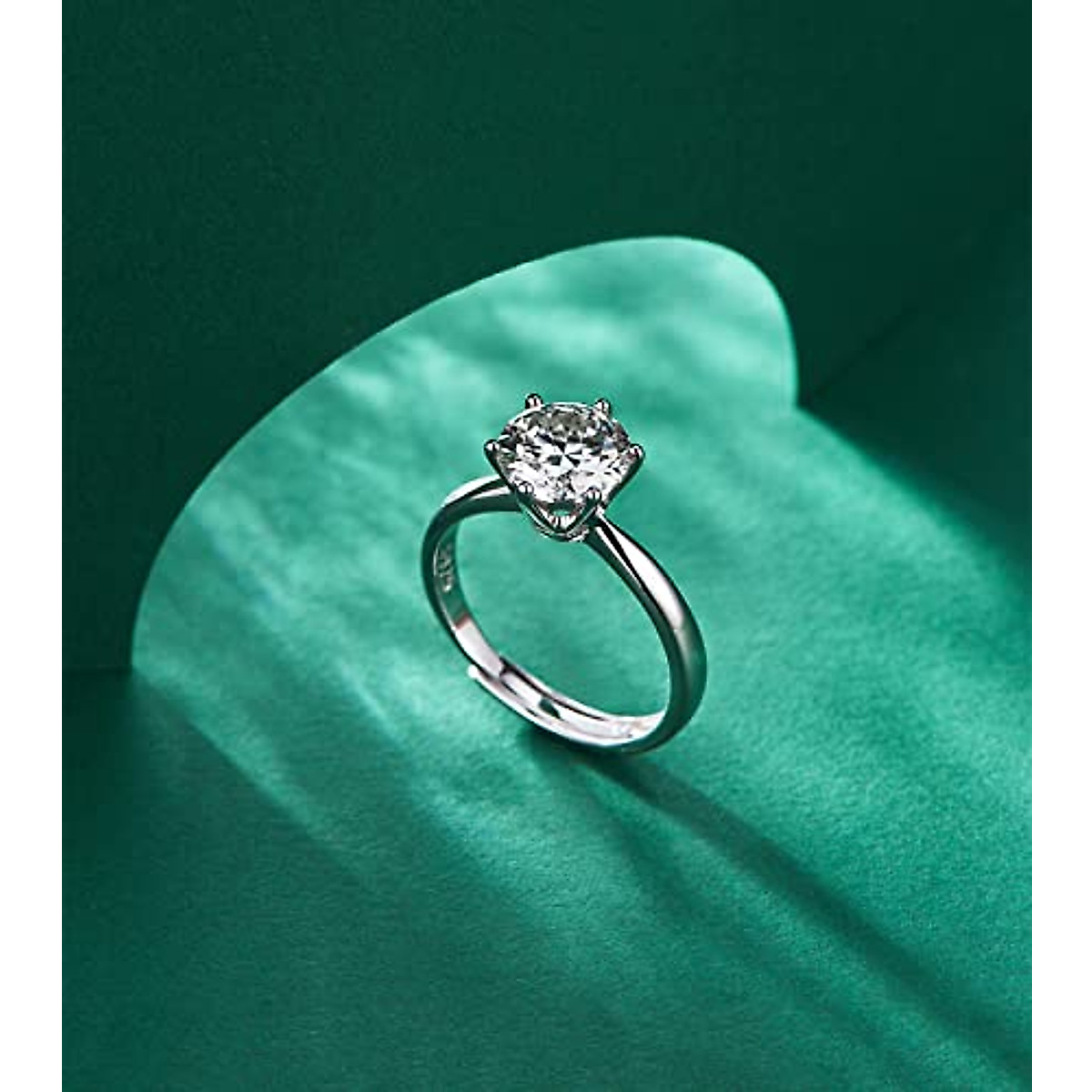 Musgogo Moissanite Wedding Engagement Rings for Women, 1 Carat Adjustable Wedding Jewelry for Bride 925 Sterling Silver with 18K White Gold Plated Band Promise Ring for Her D Color VVS1 Gift Boxed