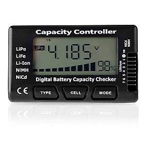 Digital Battery Capacity Tester, Battery Capacity Voltage Checker Controller Tester with LCD for LiPo Life Li-ion NiMH Battery