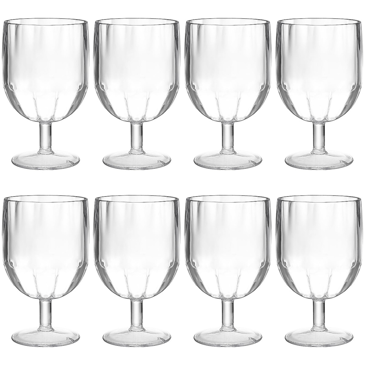 Suwimut Set of 8 Unbreakable Plastic Wine Glasses, 12 oz Plastic Stem Wine and Water Tumbler Stackable Goblets, Shatterproof Reusable Drinking Glassware for Poolside, Home, Outdoor, Wedding