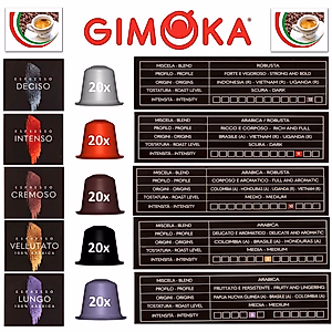 Gimoka 100 pack Coffee Capsule Compatible with the Nespresso OriginaLine Machine Variety pack