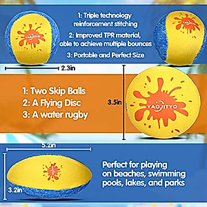 YAOJITYO 4 Pack Beach Toys, Water Skip Ball,Skip Balls for Swimming Pools，Soft and Durable TPR Material，Suitable for Swimming Pool Toys, Beach Toys, Water Toys, and Beach Games