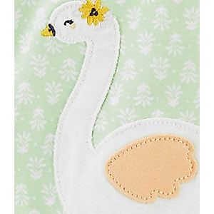 Carter's Girls' 1-Piece 100% Snug Fit Footie Sleeper PJs (Baby Green Swan, 18 Months)