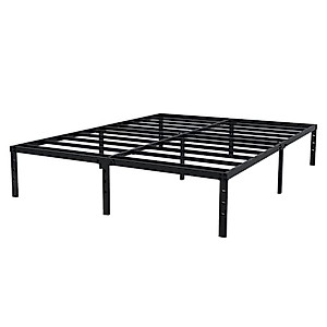 BetLife King Size Bed Frame with Stronger Steel Slat Support/ 16 Inch High Non- Slip Platform/Noise Free Mattress Foundation/No Box Spring Needed/Black