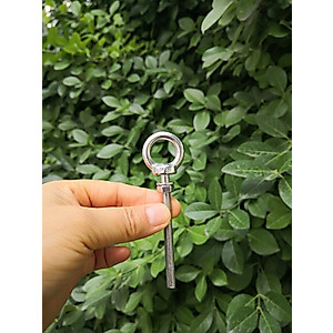 JY-Marnie M6 Lifting Shoulder Eye Bolt Long Shanks Stainless Steel Marine Bolts 6mmx98mm Heavy Duty Eyebolts,4Pack