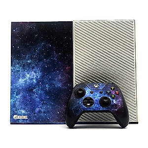 UUShop Protective Vinyl Skin Decal Cover for Microsoft Xbox One Console wrap sticker skins with two Free wireless controller decals Blue and Purple Nebula(NOT for One S or X)