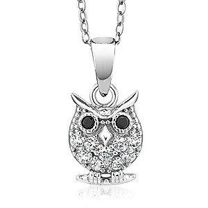Gem Stone King 925 Sterling Silver Owl Pendant Necklace For Women Jewelry Gifts With 18 Inch Chain