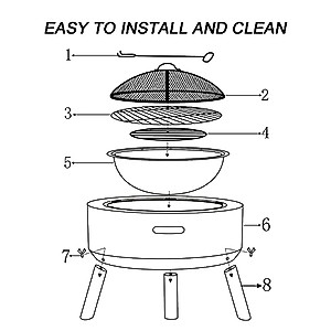 Fire Pit Wood Burning fire Pit, 23 inches fire Pit, Suitable for Garden, Backyard, Poolside