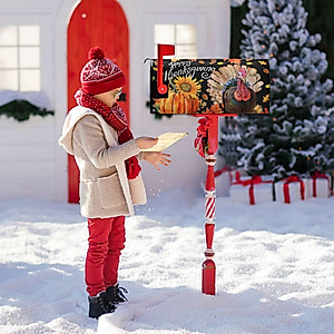 Wamika Thanksgiving Day Sunflower Turkey Pumpkin Mailbox Cover Magnetic Standard Size,Autumn Give Thanks Letter Post Box Cover Wrap Decoration Welcome Home Garden Outdoor 21" Lx 18" W