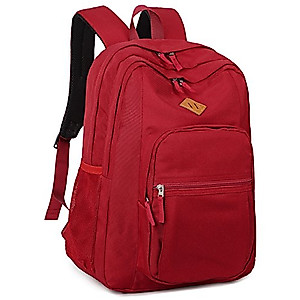 abshoo Girls Solid Color Backpack For College Women Water Resistant School Bag (Red)
