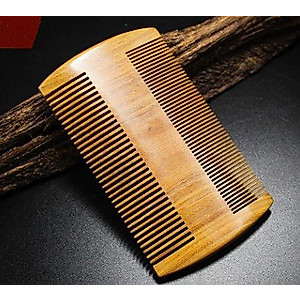 Myhsmooth Handmade Natural Green Sandalwood No Static Combs with Aromatic Scent - 2 PCS Pocket Combs for Long and Short Beards, Mustaches (4" Long Two Sides)