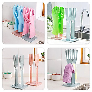 PRETYZOOM 2pcs Kitchen Glove Holder, Plastic Glove Drying Rack Rubber Gloves Drying Stand, Kitchen Sink Drain Rack for Dish Gloves Sponges