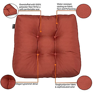 Classic Accessories Water-Resistant Square Patio Seat Cushions, 19 x 19 x 5 Inch, 2 Pack, Brick, Outdoor Seat Cushions