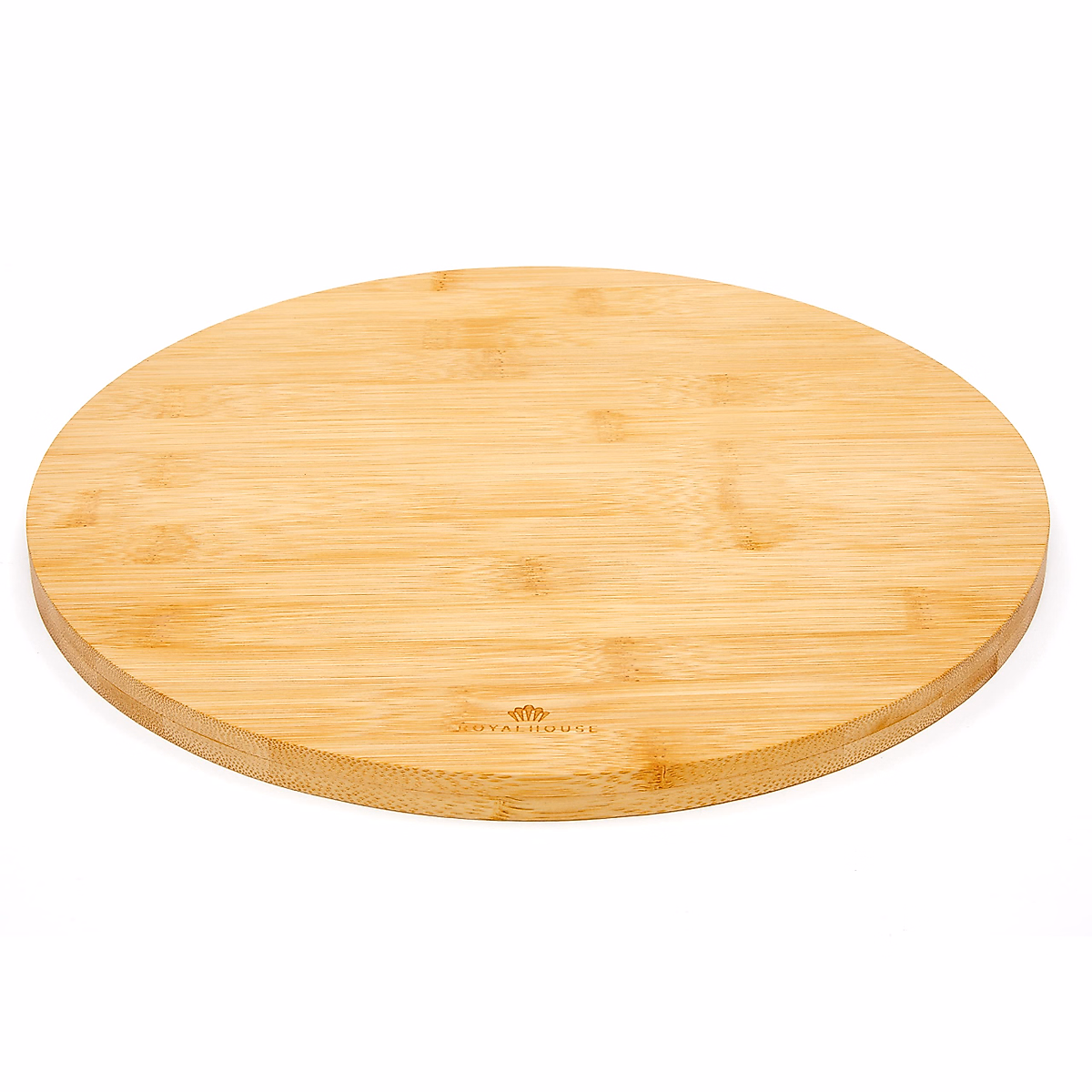 RoyalHouse Natural Bamboo Round Cutting Board for Kitchen, Chopping Boards for Meat & Vegetables, Cheese and Charcuterie Board, Serving Tray, 11.8" Round 0.6" Thick